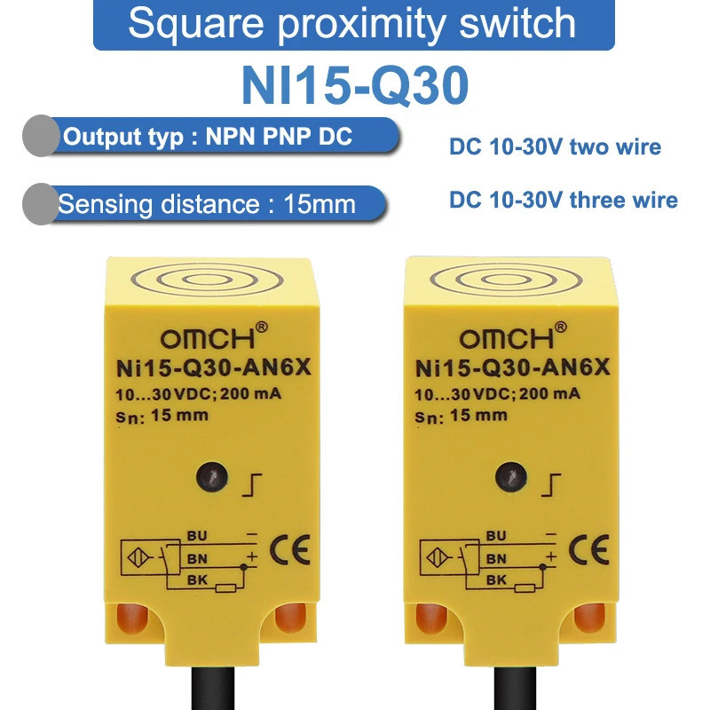 Inductive Square Proximity Switch Metal Sensor NI15-Q30 Sensing Distance 15mm DC Three-wire NPN ...