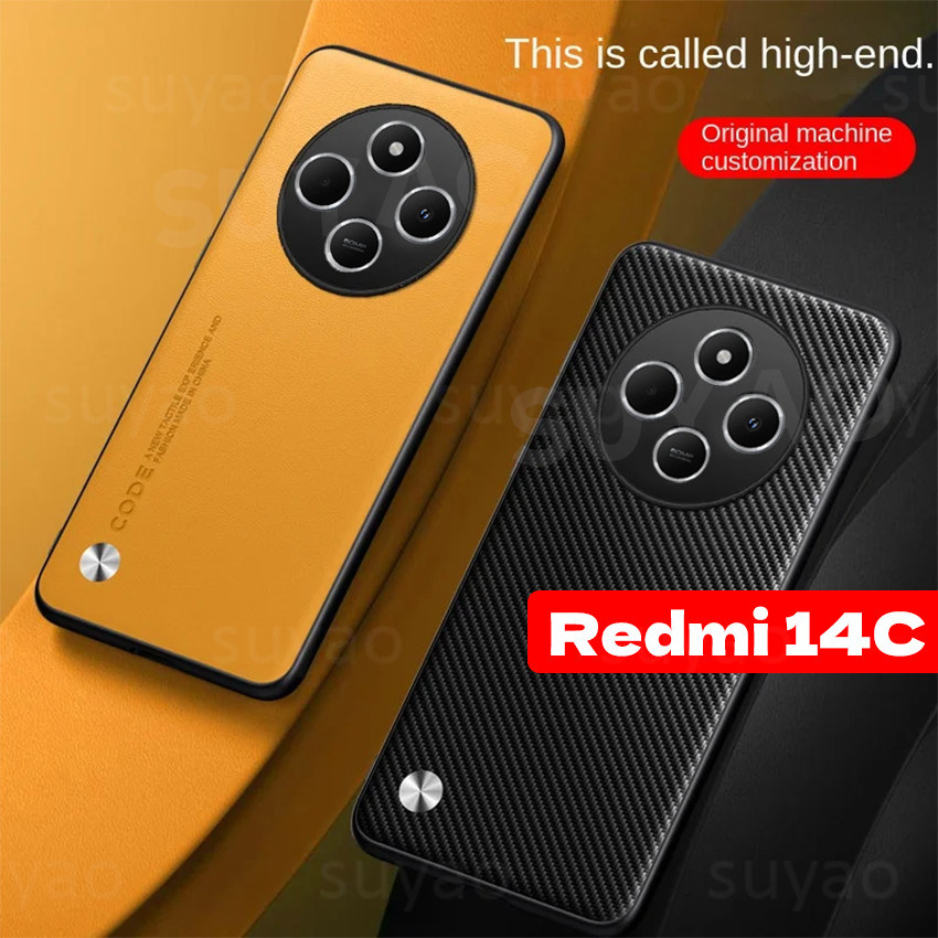 For Redmi 14C Xiaomi Poco C75 13C 2024 Phone Case Plain Skin Leather ...