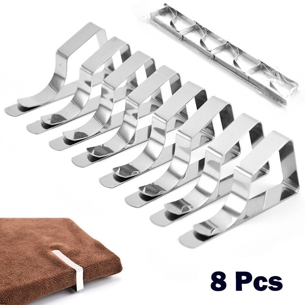 [JTFY] 8 X Stainless Steel Table Cloths Picnic Clamps Cover Clip Holder ...