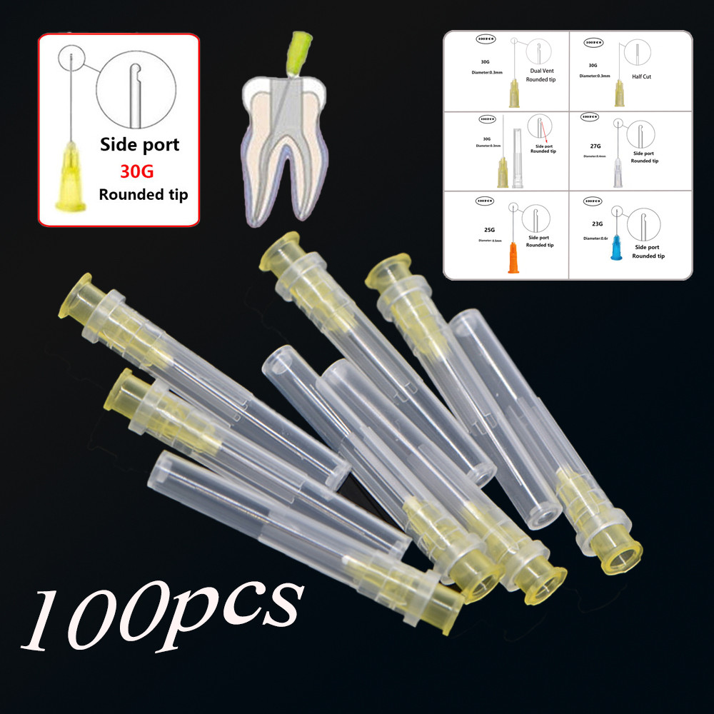 100 Pcs Dental Endo Irrigation Needle Tip Endo Syringe Root Canal ...