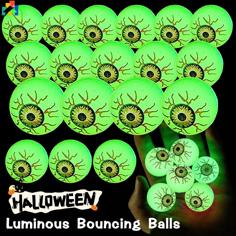 5Pcs 30MM Halloween Glow in The Dark Bouncing Balls Toy Horror Luminous ...