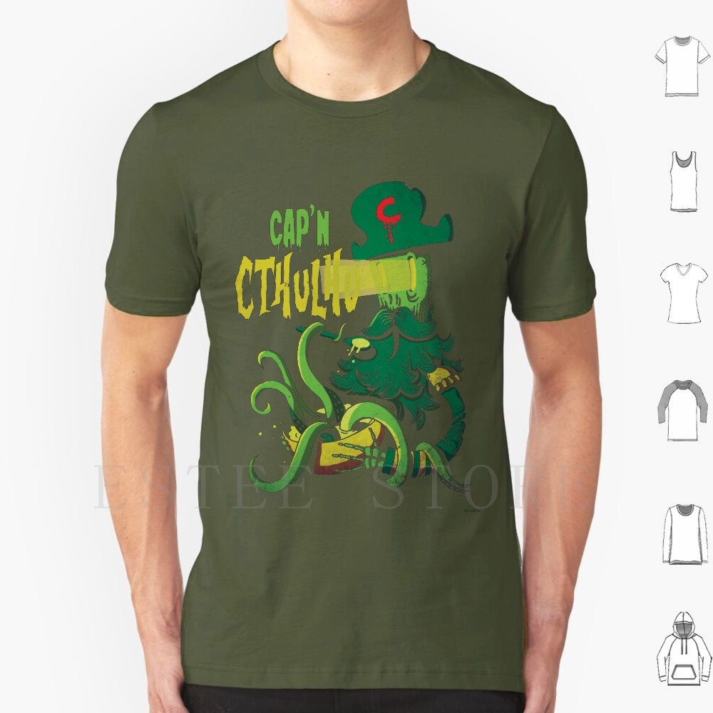 Cap'n Cthulhu T Shirt DIY Big Size 100% Cotton Hp Cthulhu Elder Gods ...