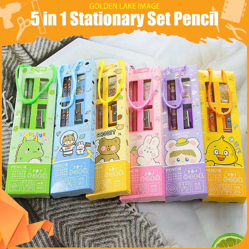 🇲🇾 5-in-1 Kids Stationary Stationery Set School Student Birthday ...