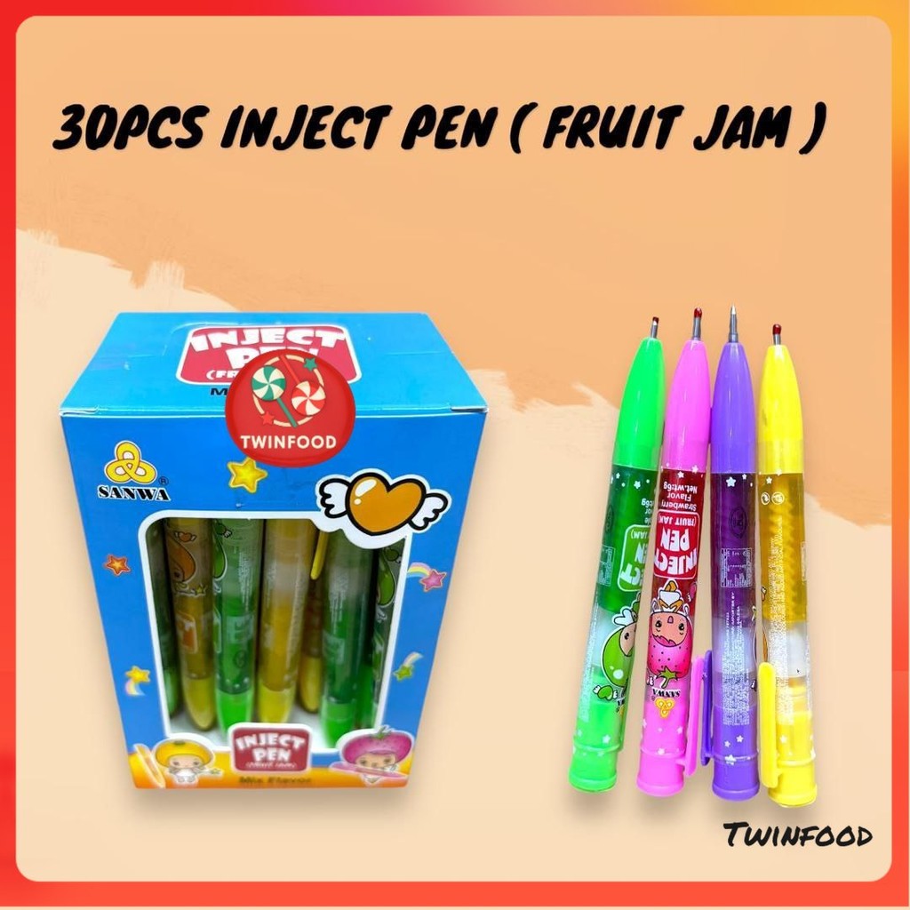 30pcs x 6g Sanwa Inject Pen Assorted Fruit Flavour (Fruit Jam) Halal ...