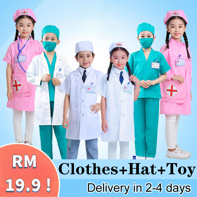 Cosplay Hospital doktor Pocket kostum kanak-kanak Boys Girls Pink putih ...