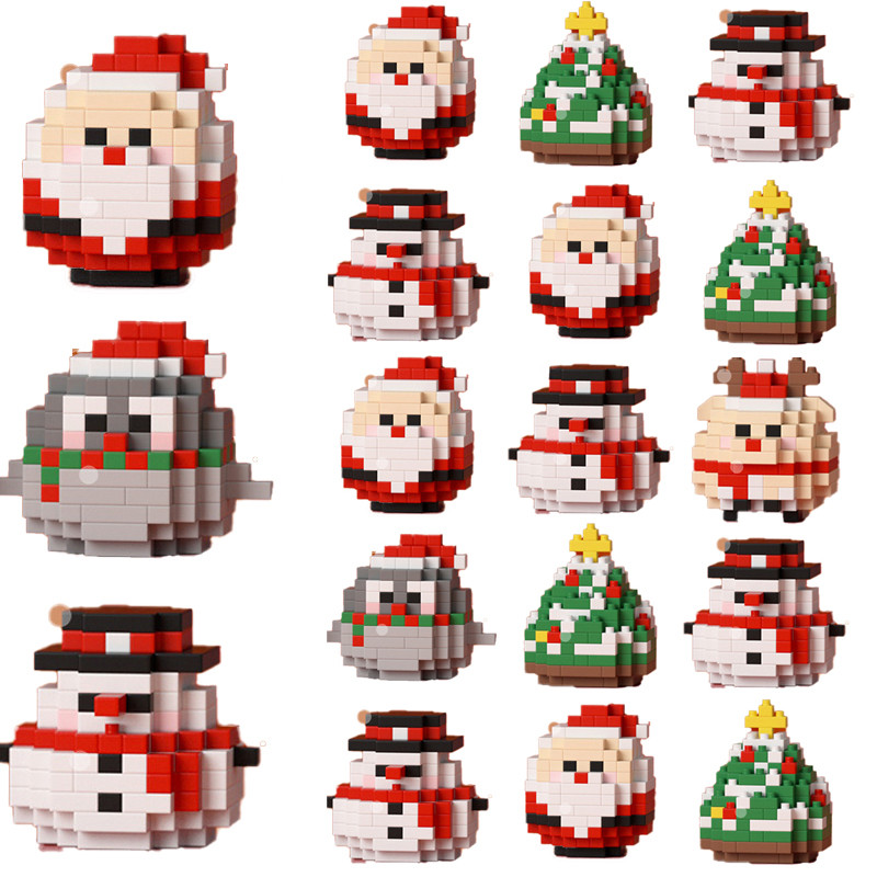 Micro Building Block Christmas Gifts Blocks Series Santa Claus Reindeer ...