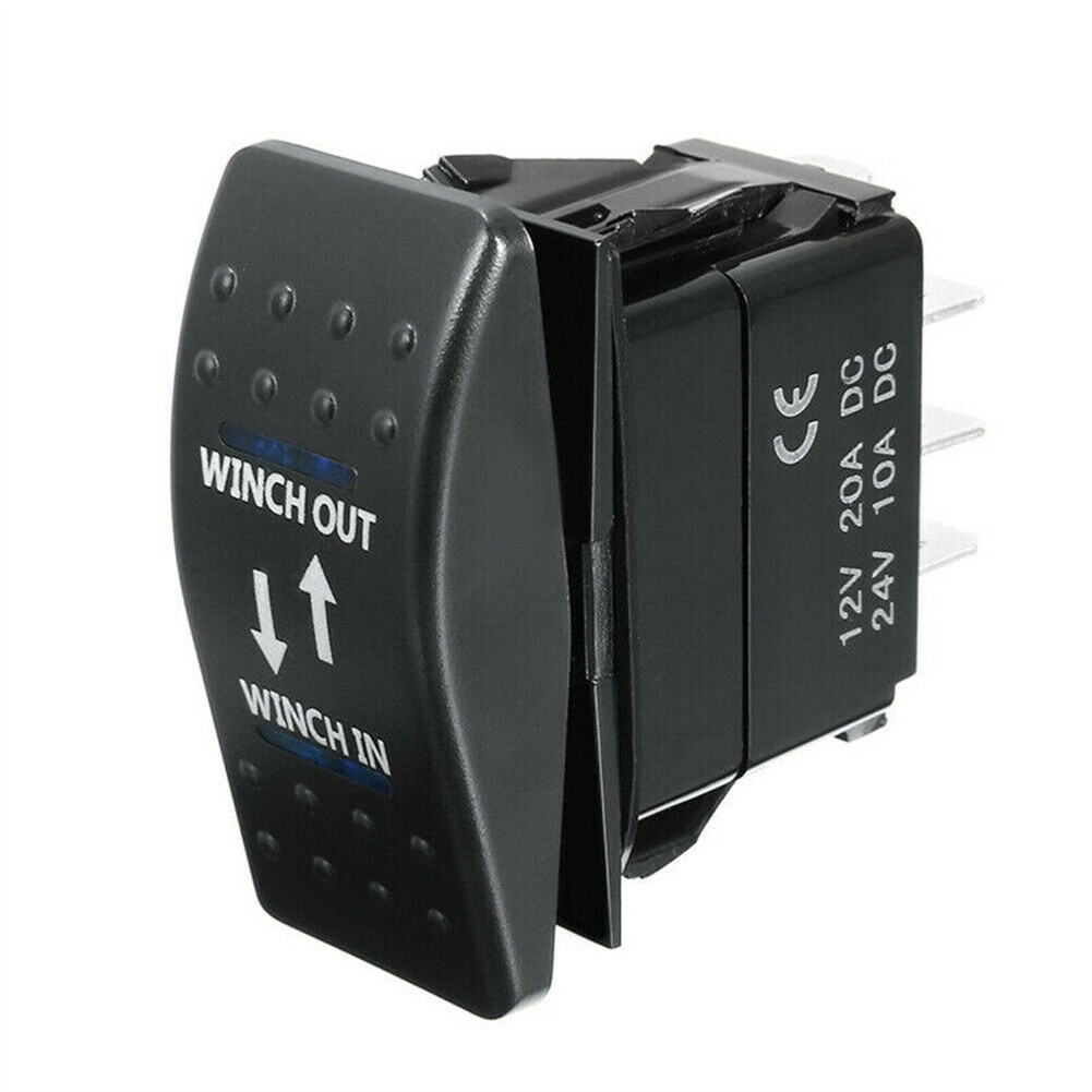[WELV] Winch In/Out Rocker Switch 7-Pin Blue LED Rocker Toggle Switch ...