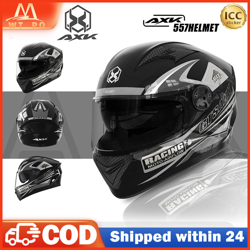 【WT PO】Axk Helmet Double Lens Motorcycle Helmet Full Face Helmet With ...