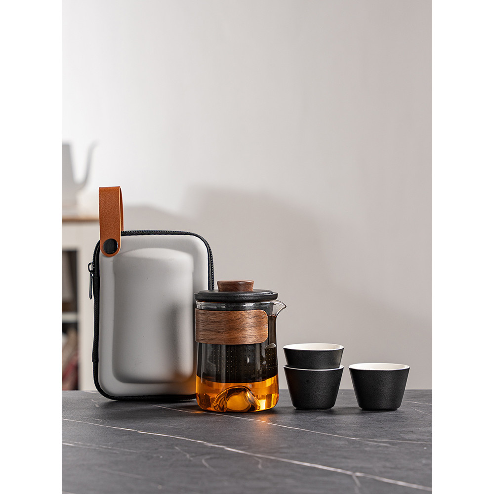Travel Tea Set Portable Quick Cup One Pot Six Cups Portable Outdoor ...