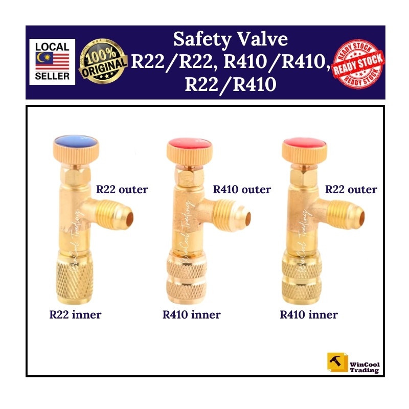 Safety Gas Valve aircond R410A R22 Refrigeration Charging Valve Adapter ...