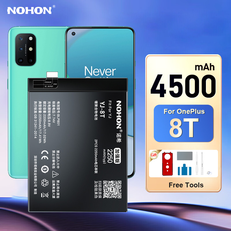 NOHON Battery for Oneplus 8T 9RT 7T 6T 6 7 8 9 Pro 9R Nord 2 1+ One ...