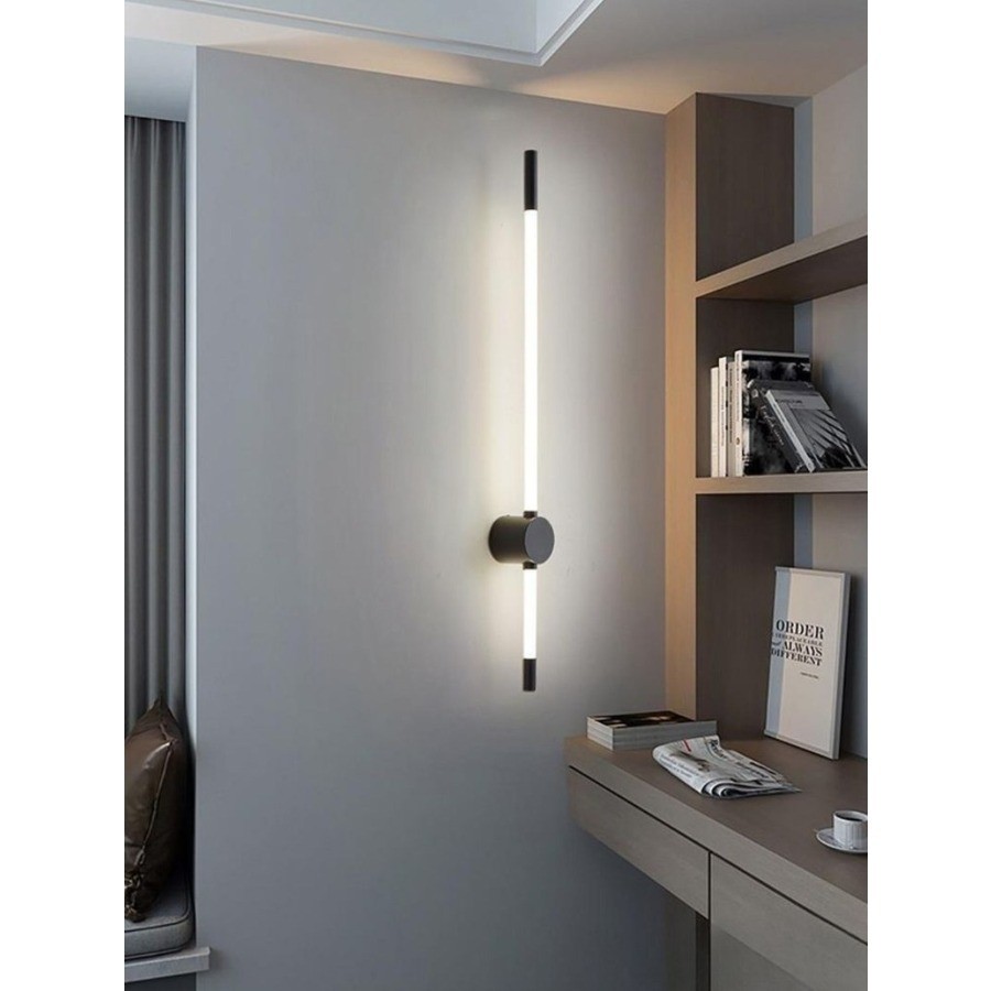 Modern minimalist long strip wall lamp Nordic living room background ...