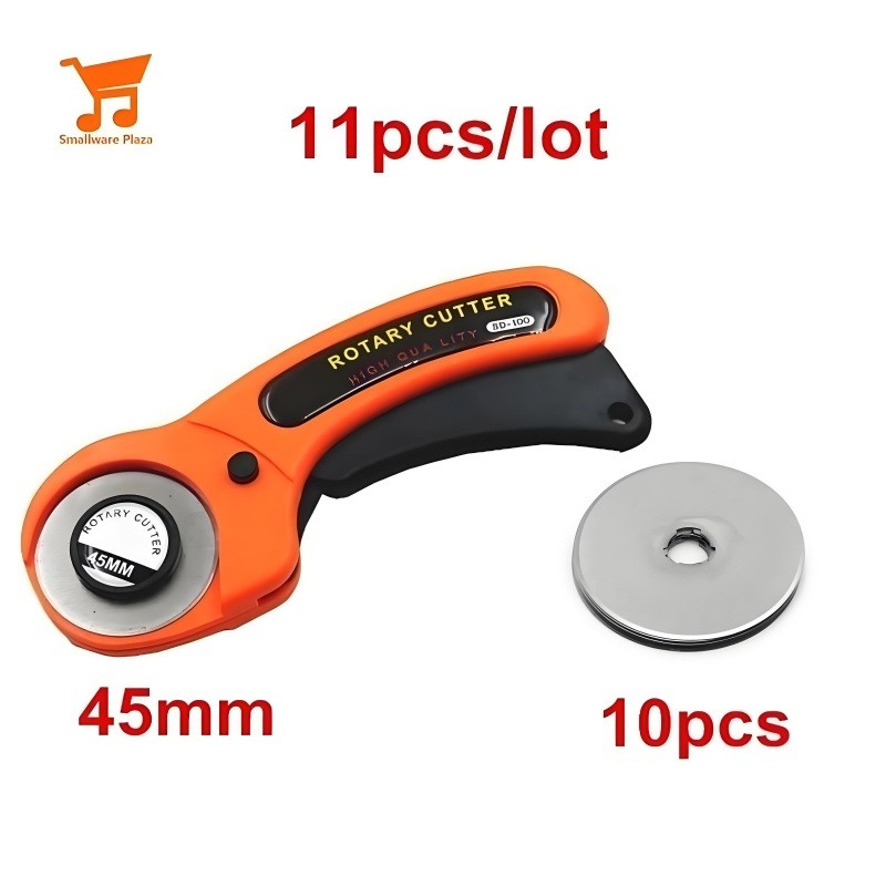 45mm Rotary Cutter Quilters Sewing Quilting Fabric Cut + 10 Rotary ...