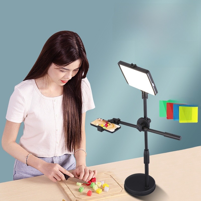 Cahaya pengisian LED pendakap desktop lampu siaran langsung fotografi ...