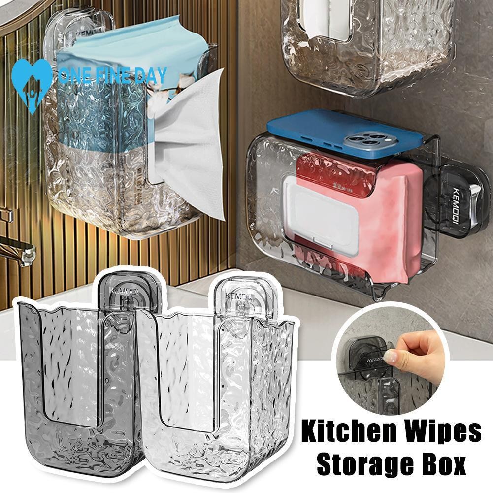 Suction Cup Wet Wipes Storage Box, Punch-free Bathroom Style Simple Box ...