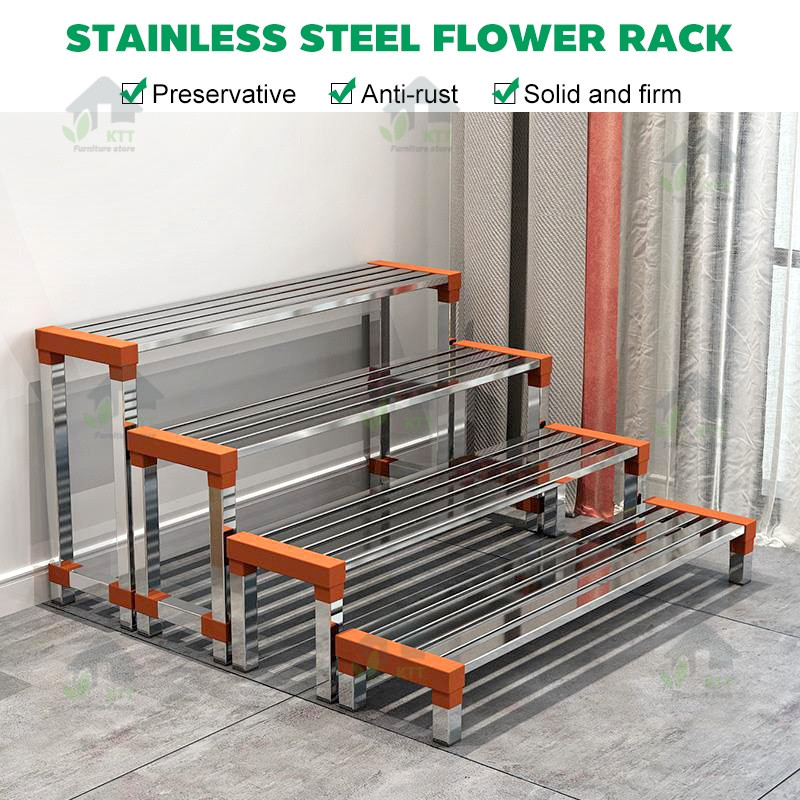 Stainless Steel Flower Rack Indoor/Outdoor Metal Plant Rack Ladder ...