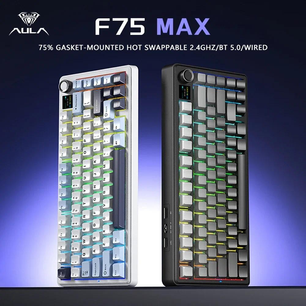 AULA F75 MAX Mechanical Keyboard 75% RGB Three Mode Wired/Bluetooth/2 ...