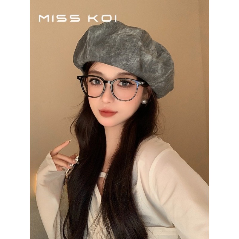 MISSKOI [Ready Stock] Spring Autumn New Style Leather Beret Female Big ...