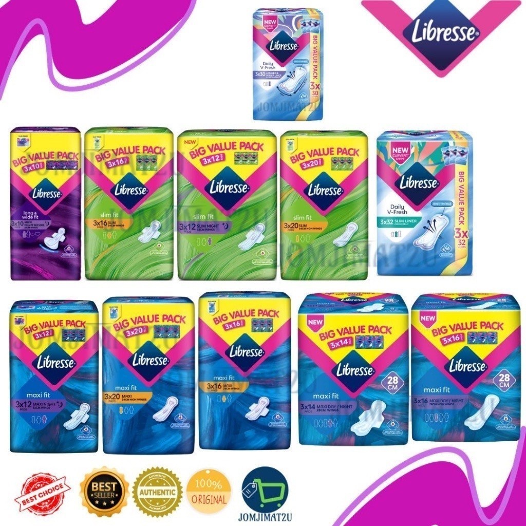 Libresse Pads/ Panty Liner/ Sensitive Pads Big Value Pack (3x10/ 3x12/ 3x14/ 3x16/ 3x20/ 3x30 ...
