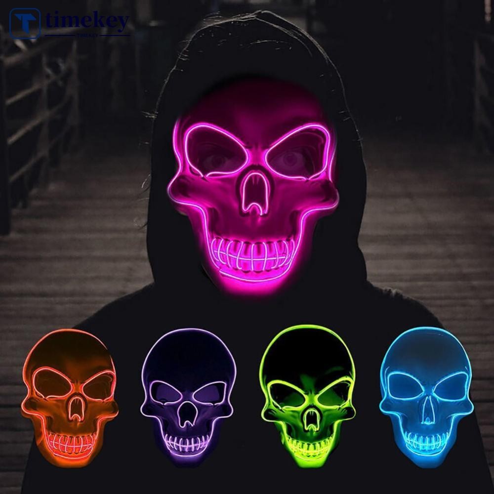 TIMEKEY 1Pc Skull LED Mask Masquerade Masks Neon Mask Light Glow In The ...
