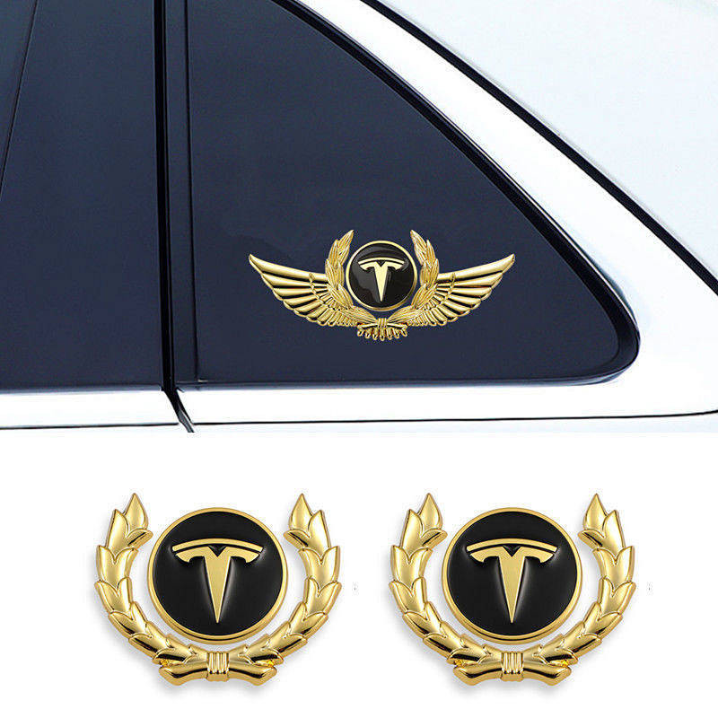 Applicable Tesla Tesla Logo Metal Bumper Stickers Car Body Modification ...