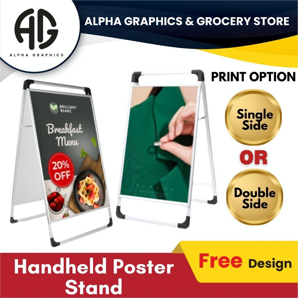 Handheld Poster Stand (Single/Double Side) + FREE Design | Shopee Malaysia