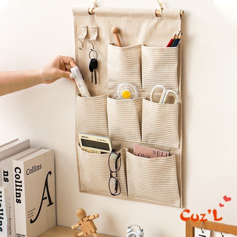Simple Fabric Storage Bag Hanging Bag Dormitory Bedside Door Hanging ...