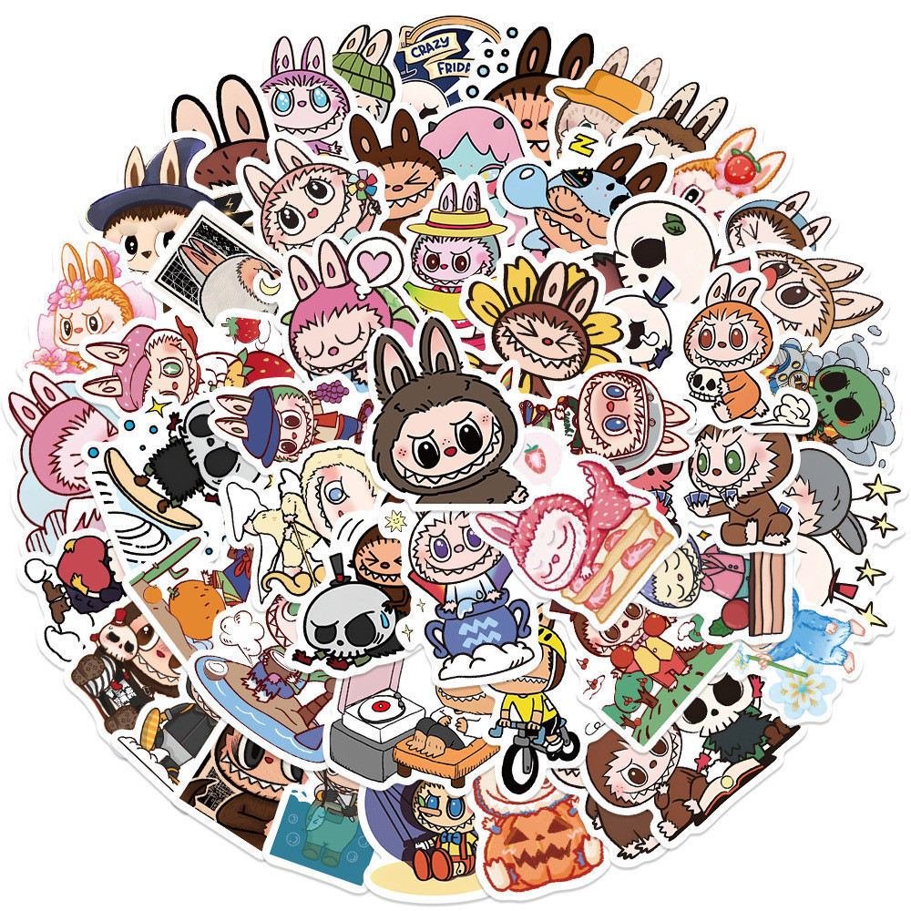 50 pcs Labubu Cute Cartoon Doll Waterproof PVC Stickers | Shopee Malaysia