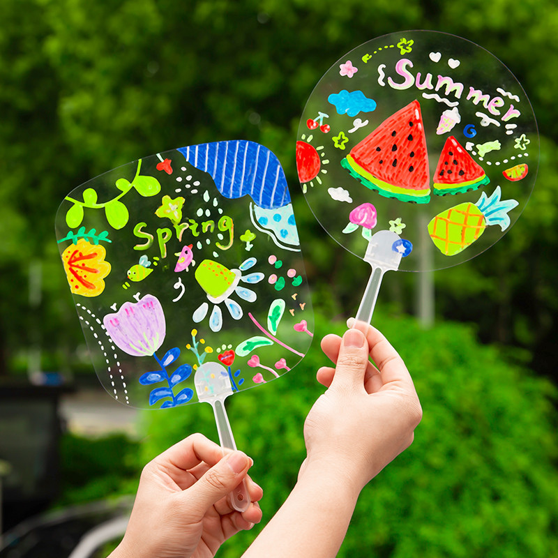 Transparent DIY Hand Fans for Kids - Graffiti Hand Fans with Coloring ...