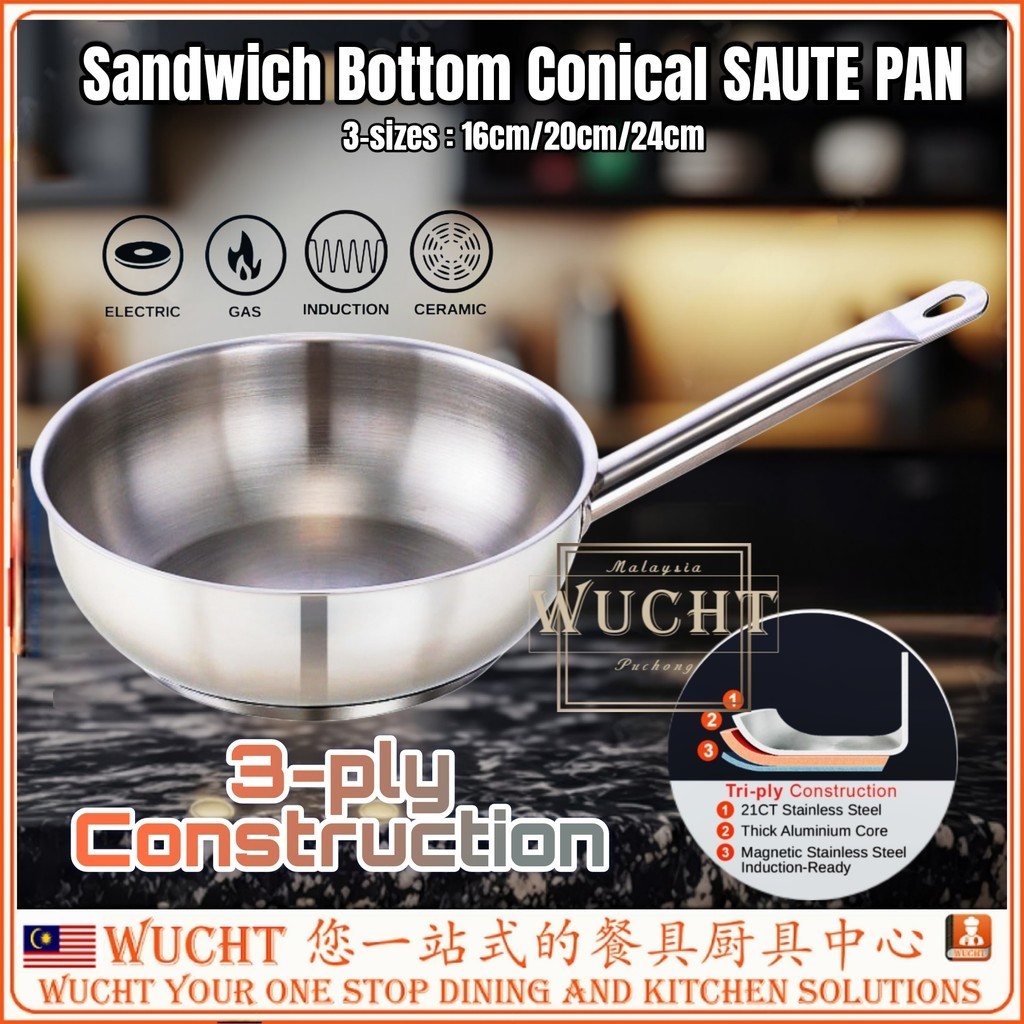 【WUCHT】16cm 20cm 24cm QWARE Cookware Conical Saute Pan QWARE Curved ...