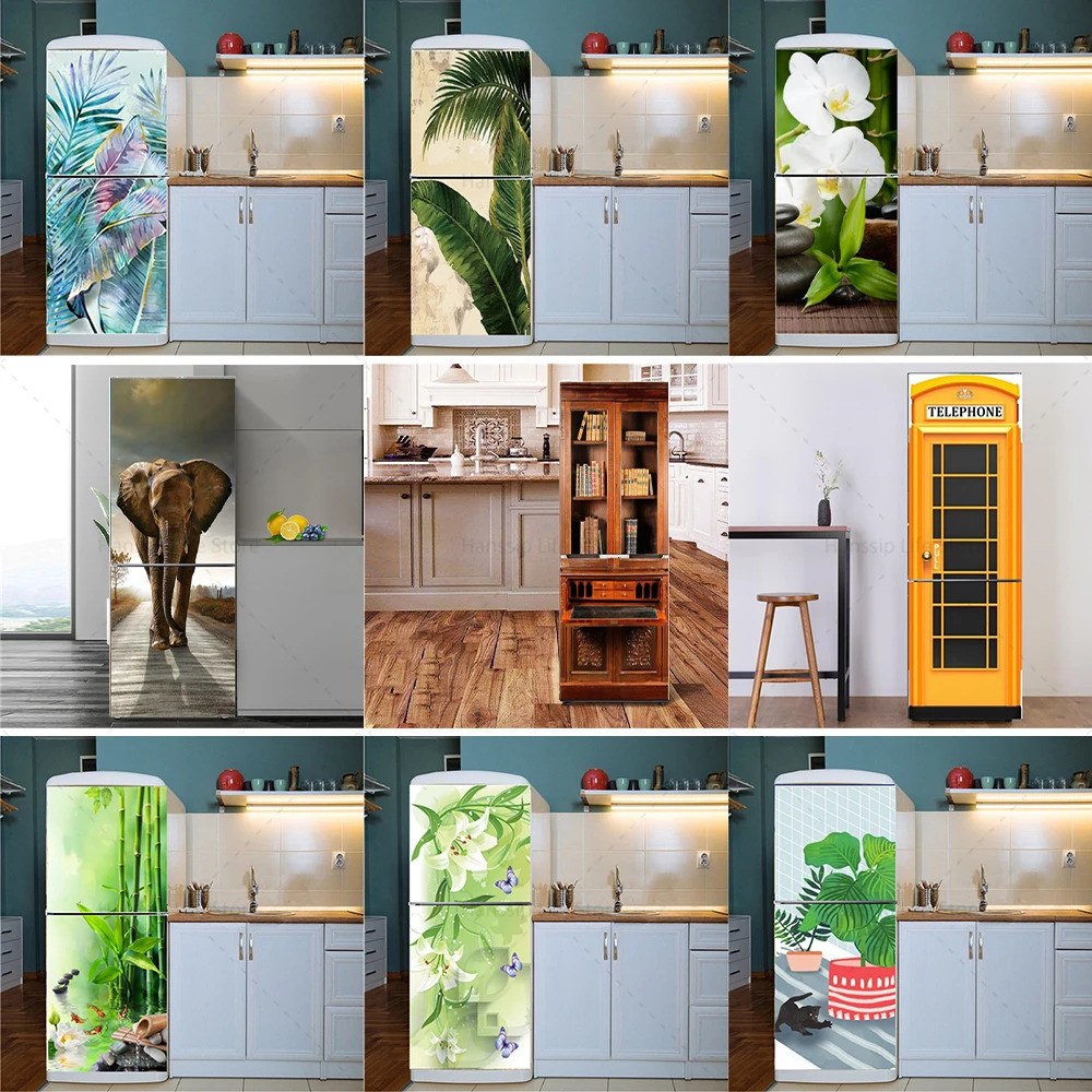 Custom Fridge sticker wallpaper INS Style Plants Fridge Stickers Home ...