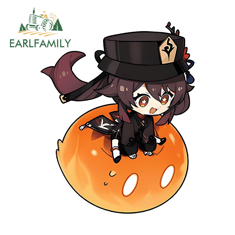 EARLFAMILY 13cm Genshin ImpactChibi Hutao Car Sticker Personality ...