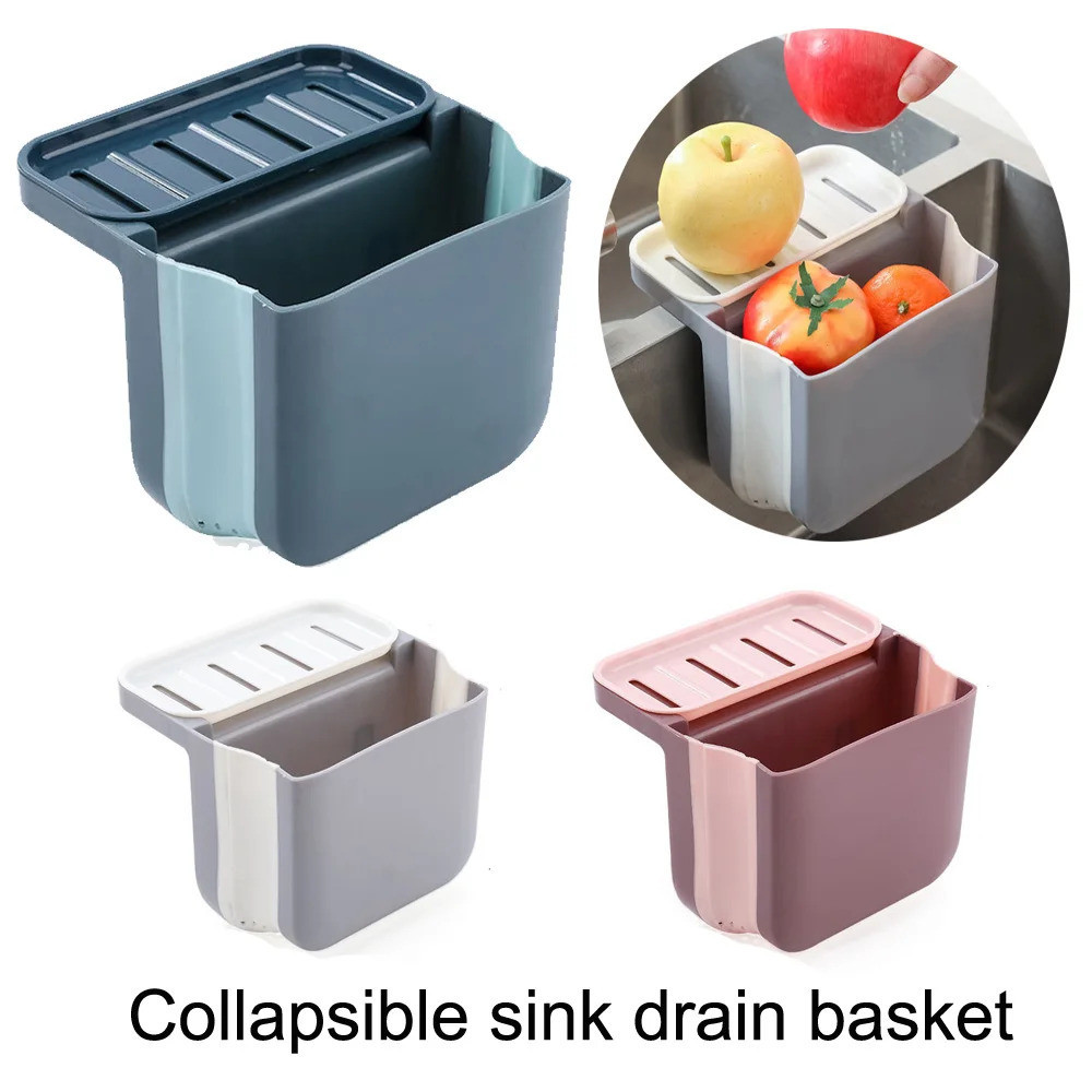 Kitchen Sink Retractable Drain Basket Suction Cup Hanging Storage Rack ...