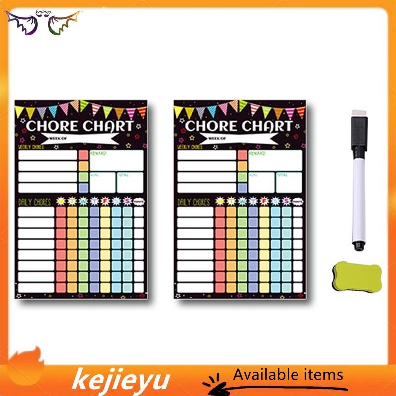 [kejie] 2PCS Magnetic Planning Reward Chart for Weekly Dry Erase Chores ...