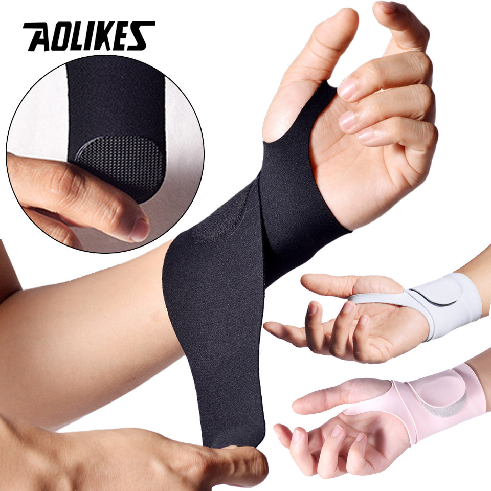 AOLIKES 1Piece Adjustable Compression Thin Wrist Support Brace Sprain ...