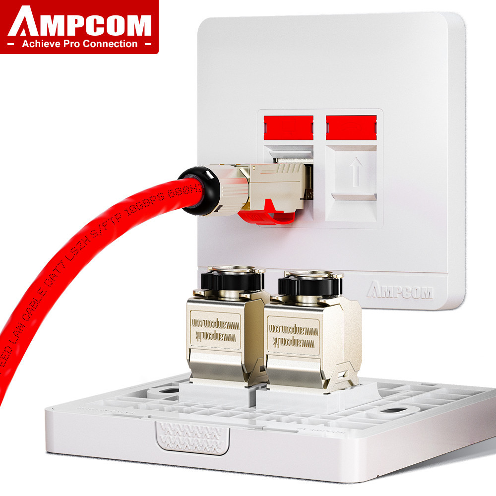 AMPCOM 86*86 Wall plate with CAT6/CAT6A/CAT7/CAT7A/CAT8 Keystone Jack ...