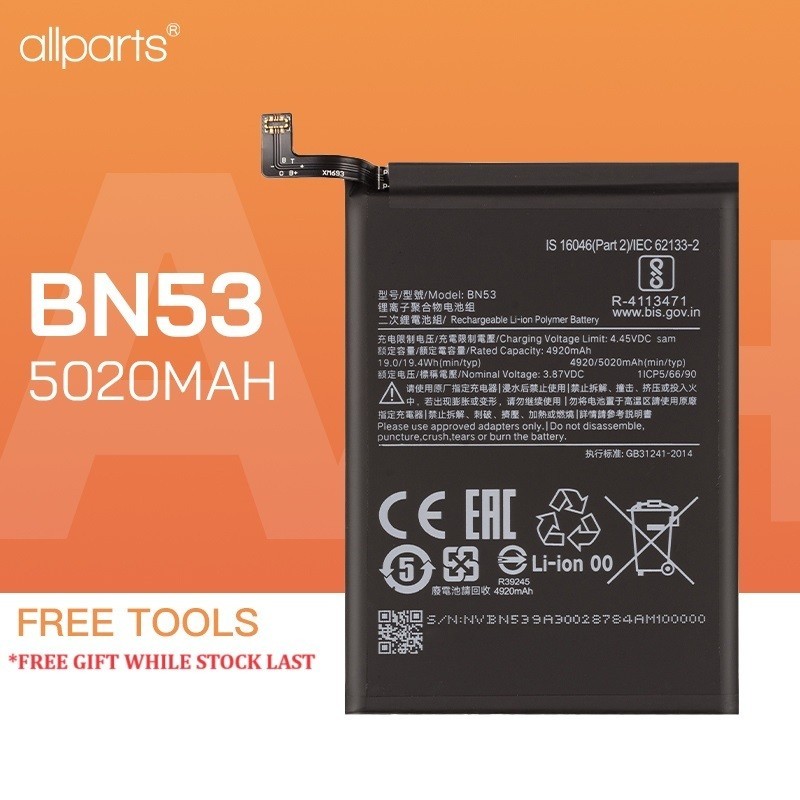 ALLPARTS BN53 Battery for Xiaomi Redmi Note 9 Pro / Redmi Note 10 Pro ...