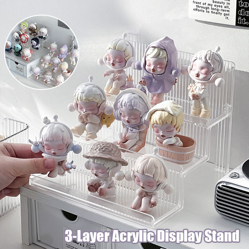 3-Layer Acrylic Display Stand with Baffle Figure Display Rack Acrylic ...