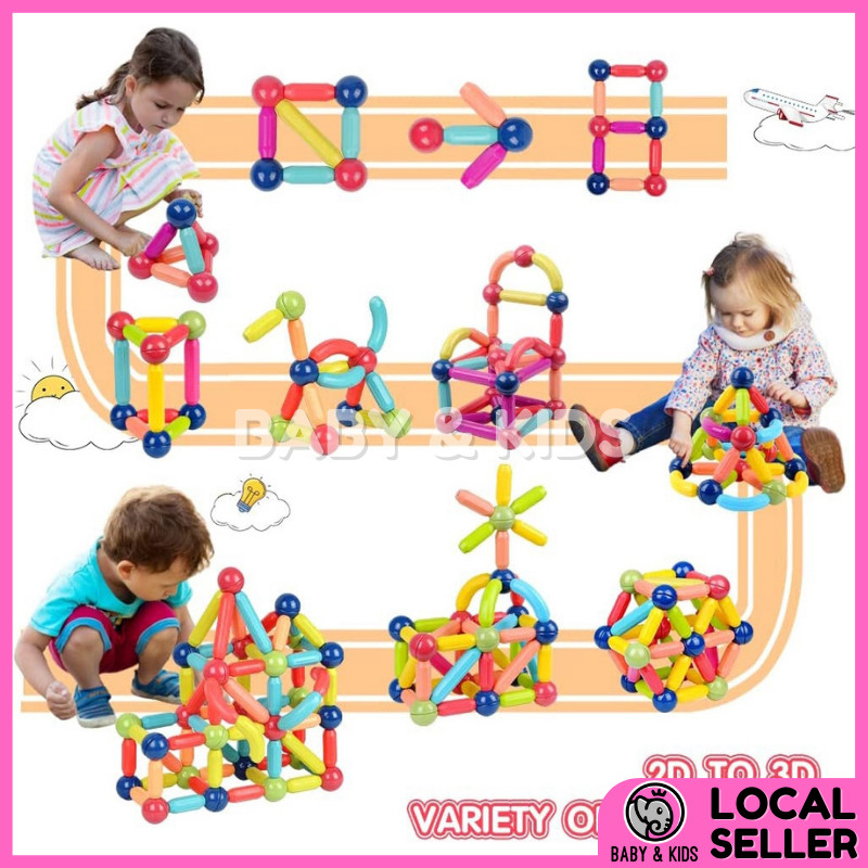 100PCS Kids Magnetic Stick Balls Building Toy Blocks High Quality 3D ...