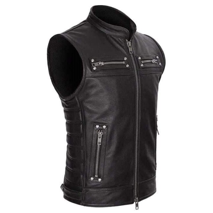 Men's semi-leather vest / vest / touring vest / vest for R9 motorbike ...