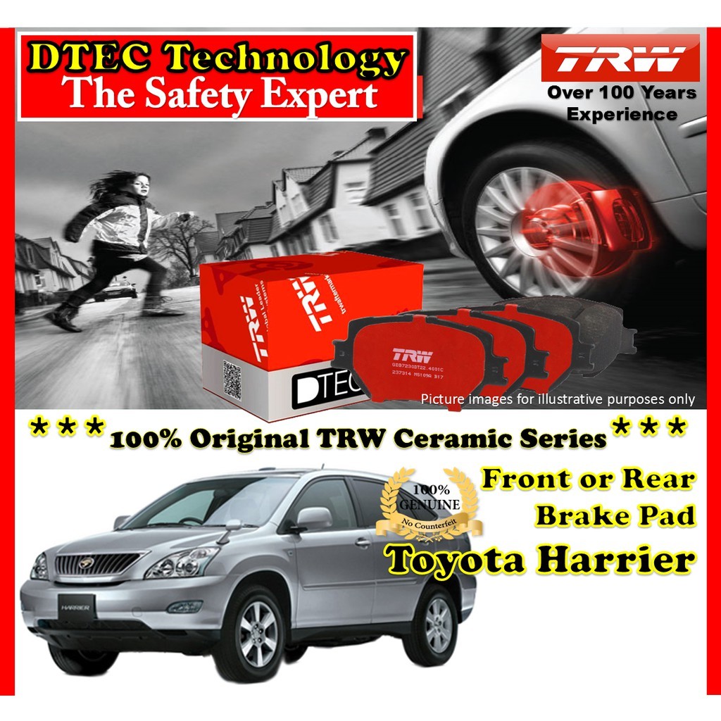 Toyota Harrier ACU30 TRW DTEC Ceramic Brake Pad Front & Rear Pair ...