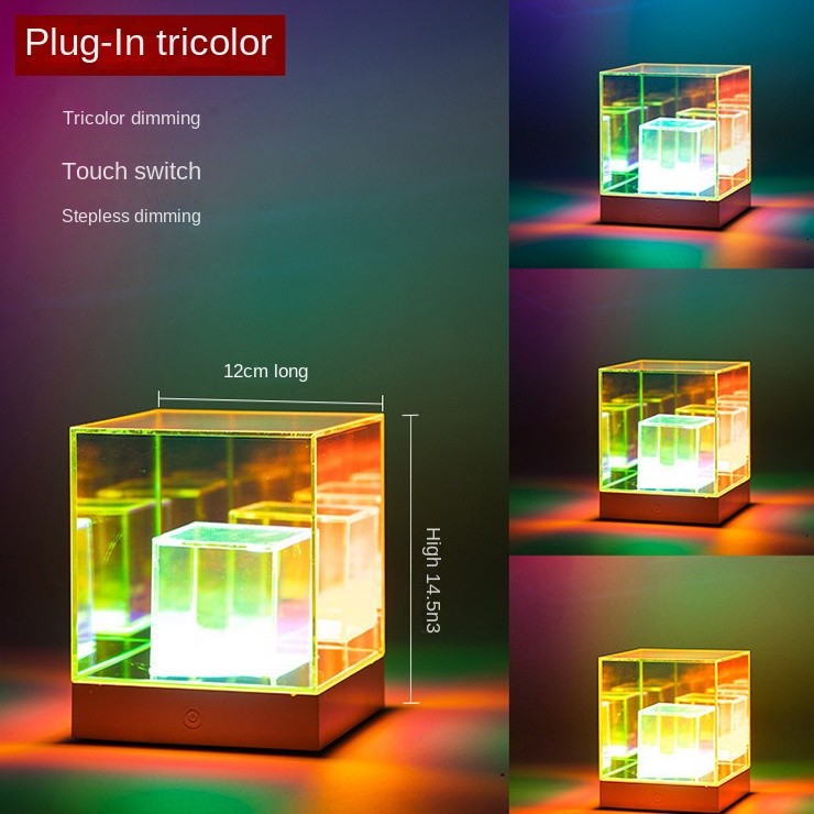 Colorful Cube Rubik's Cube Table Lamp Creative Night Light Desktop RGB ...