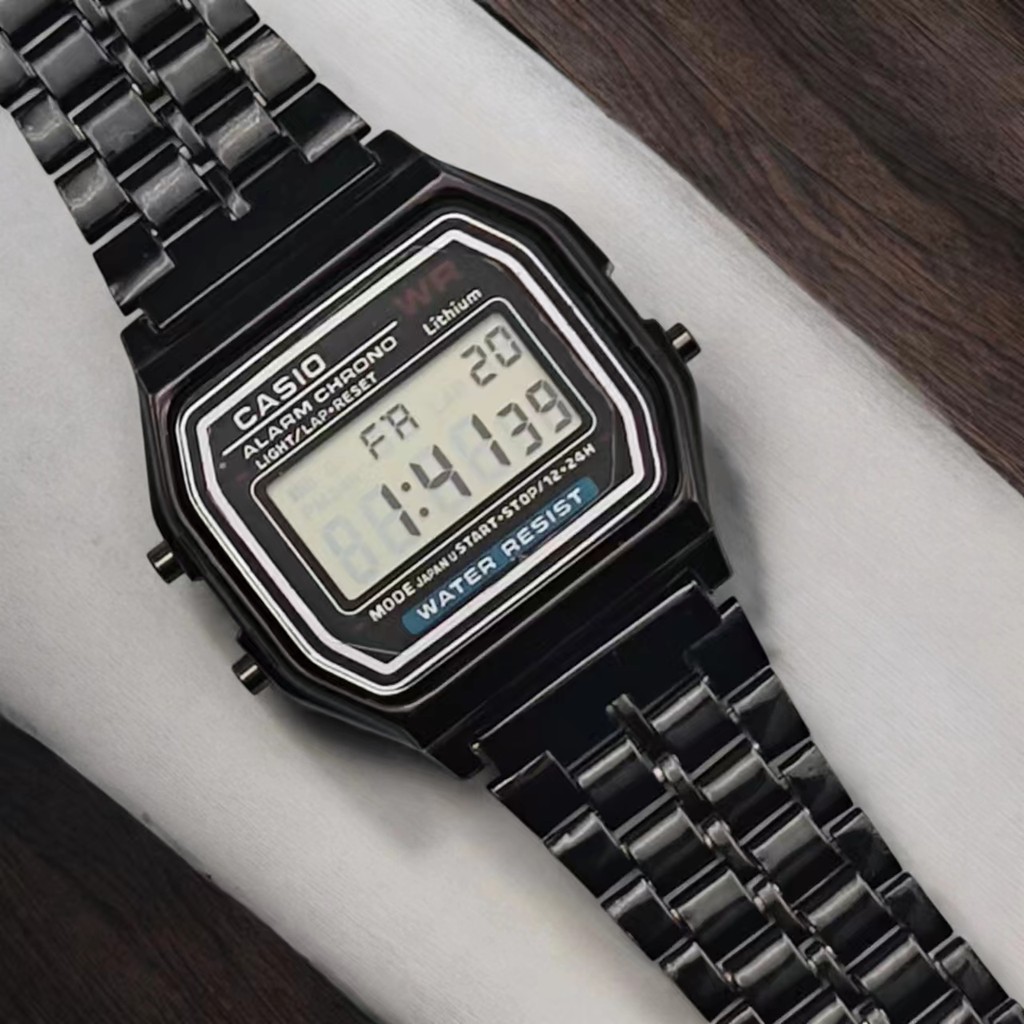 Casio Men Vintage Stainsteel Digital Watch with Luminous Alarm A159 ...