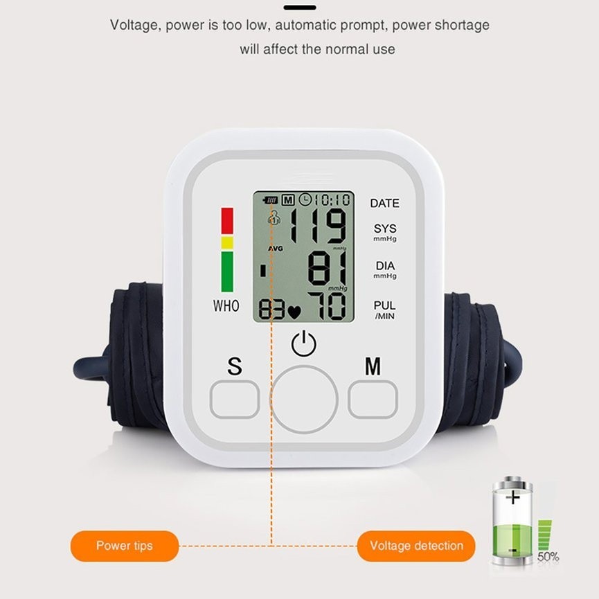 Blood Pressure Monitor Heart Beat Monitor BP Cuff Arm Blood Pressure ...