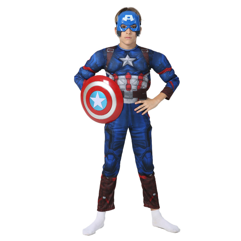 Children Superhero Captain America Muscle Dress Up Movie Figure Cosplay ...