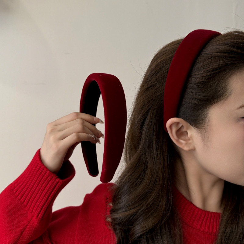Retro Red Velvet High Headband for Women Simple and Versatile Style ...