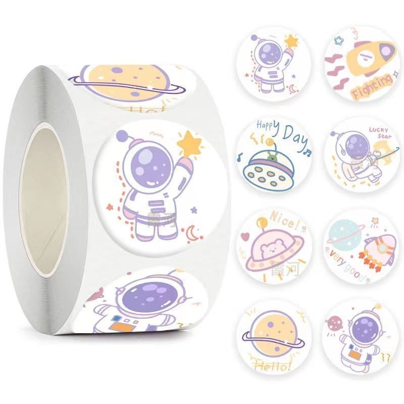 500 Stickers/Roll Ins Cartoon Cute DIY Sticker Outer Space Astronauts ...