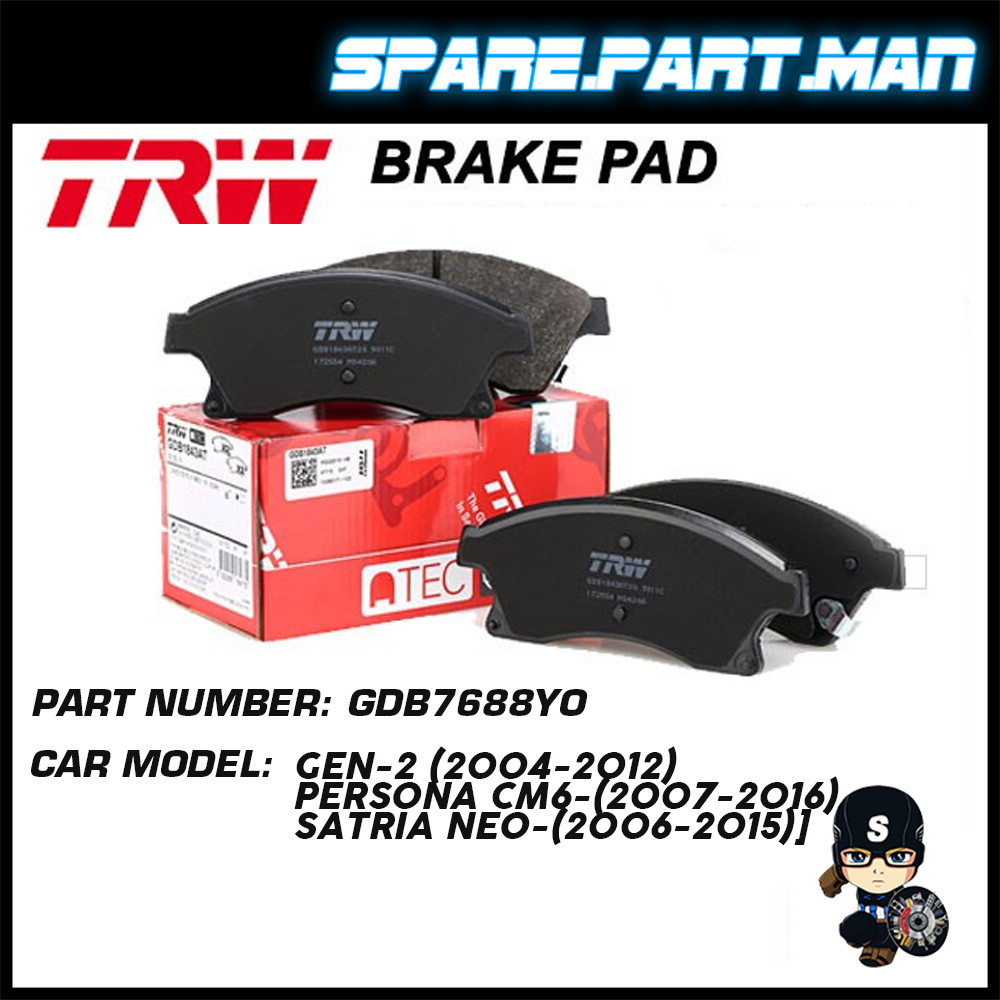 🚨 TRW 🚨 Proton Gen2 / Persona Rear Brake Pad ( GDB7688 ) 1 SET SPM ...