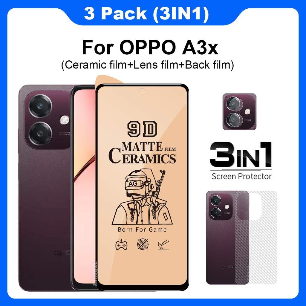 (3 in 1) For OPPO A3x Ceramic Tempered Glass Screen Protectors + camera ...