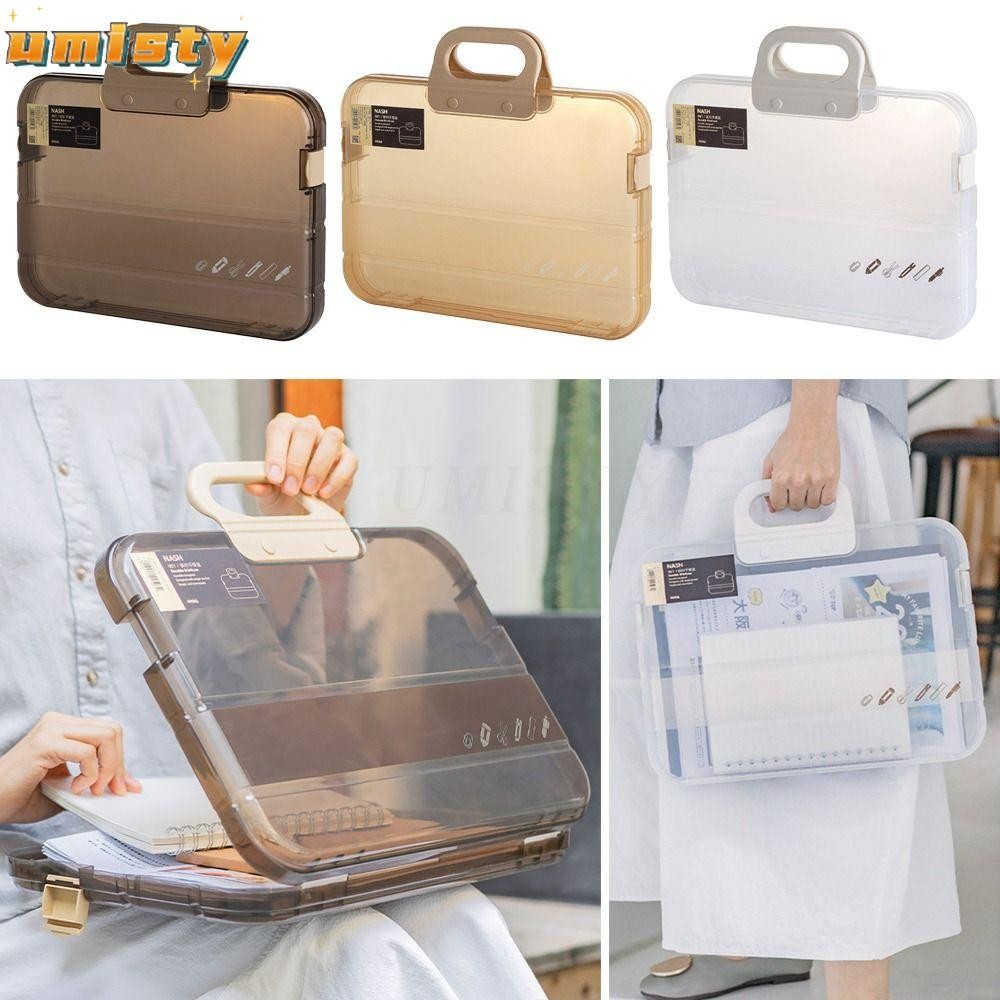 UMISTY A4 File Folder, Transparent File Box Document Organizer, School ...